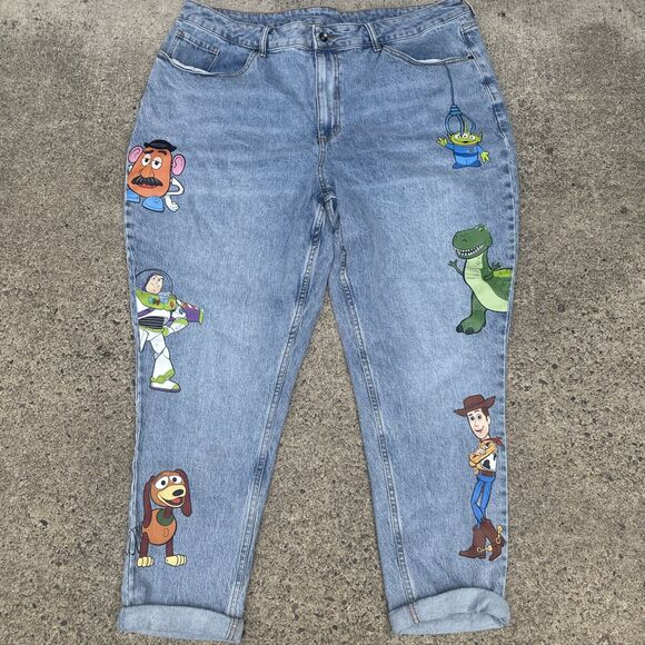 Disney | Jeans | Disney Pixar Toy Story Character Mom Jeans Plus Size ...